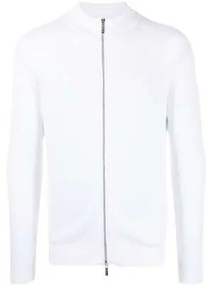 MOORER Zip-up Ribbed Sweatshirt