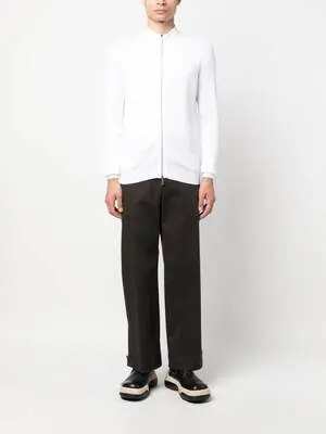 MOORER Zip-up Ribbed Sweatshirt