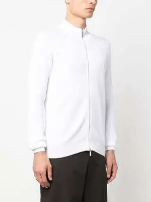 MOORER Zip-up Ribbed Sweatshirt
