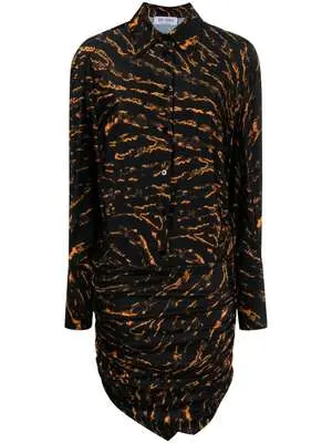 Attico Abstract-patterned Shirt Dress - Black