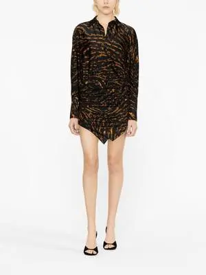 Attico Abstract-patterned Shirt Dress - Black