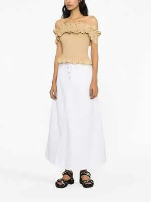 GANNI Ruffled Off-shoulder Top