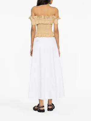GANNI Ruffled Off-shoulder Top