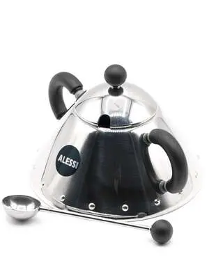 ALESSI Logo-print Sugar Bowl & Spoon Set - Silver