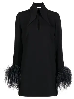 16Arlington Michelle Feather-embellished Mini Dress - Black