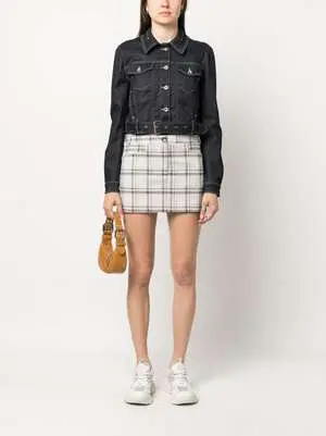 Patrizia Pepe Cropped Denim Jacket With Contrast Stitching