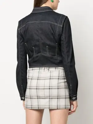 Patrizia Pepe Cropped Denim Jacket With Contrast Stitching