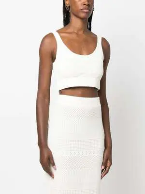 FRAME Crochet-knit Cropped Top