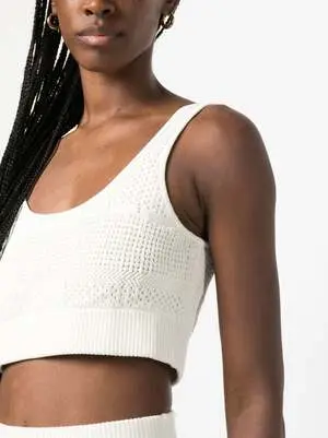 FRAME Crochet-knit Cropped Top