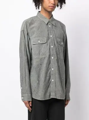 Visvim Logo-print Paint-splatter Shirt