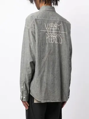 Visvim Logo-print Paint-splatter Shirt