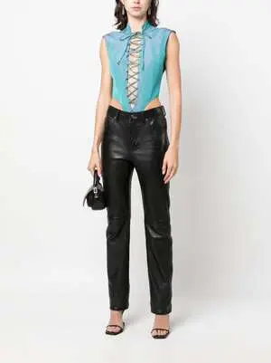 LAQUAN SMITH Lace-up Bodysuit - Blue