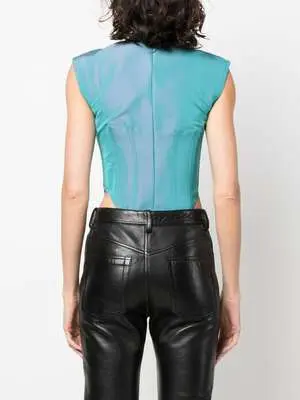 LAQUAN SMITH Lace-up Bodysuit - Blue