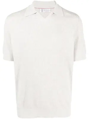 Brunello Cucinelli Ribbed-knit T-shirt - Grey