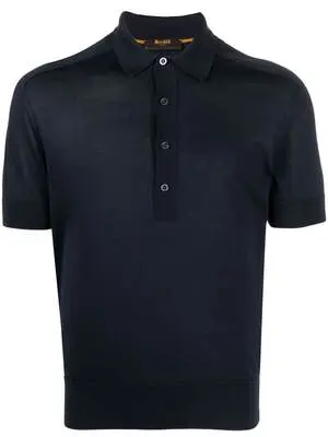MOORER Semi-sheer Silk Polo Shirt
