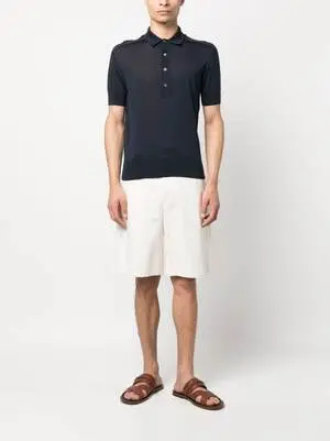 MOORER Semi-sheer Silk Polo Shirt