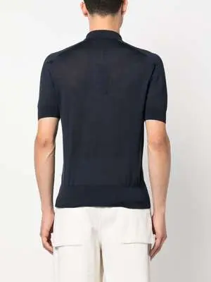 MOORER Semi-sheer Silk Polo Shirt