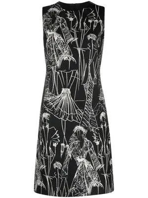 Akris Croquis-print Sleeveless Minidress - Black