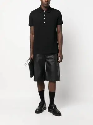 Balmain Monogram-pattern Piqué Polo Shirt - Black
