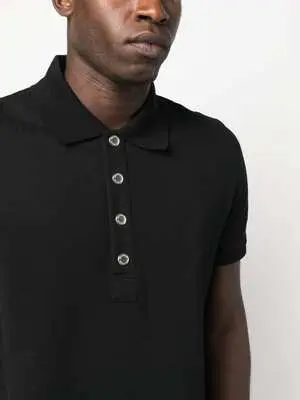 Balmain Monogram-pattern Piqué Polo Shirt - Black