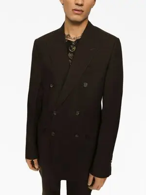 Dolce & Gabbana Double-breasted Linen Blazer - Brown