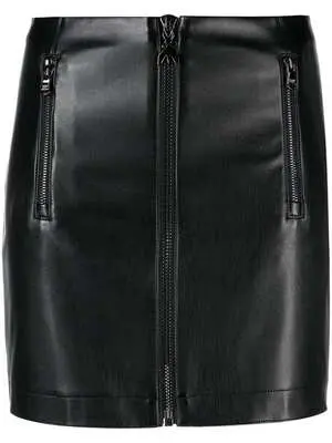 Patrizia Pepe Patent Zip-up Miniskirt - Black