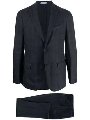 Boglioli Single-breasted Check-pattern Linen Suit