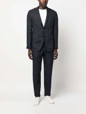 Boglioli Single-breasted Check-pattern Linen Suit