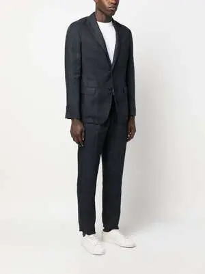 Boglioli Single-breasted Check-pattern Linen Suit