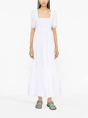 GANNI Puff-sleeve Organic Cotton Dress