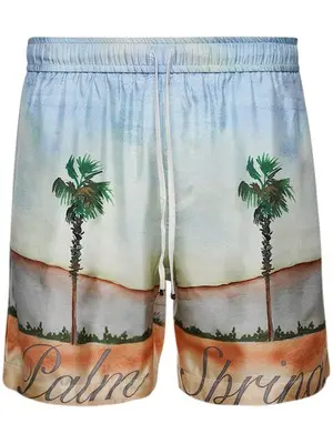 Amiri Dinosaur Webster Palm-tree Shorts - Blue