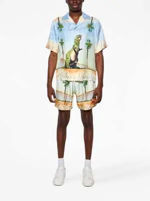 Amiri Dinosaur Webster Palm-tree Shorts - Blue