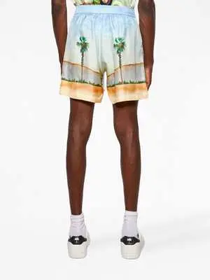 Amiri Dinosaur Webster Palm-tree Shorts - Blue