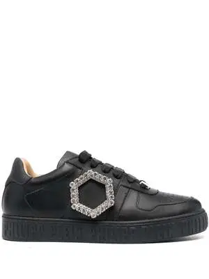 Philipp Plein Crystal-embellished Leather Sneakers