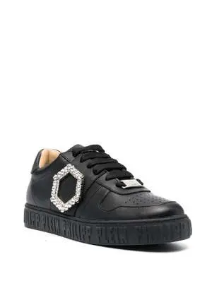 Philipp Plein Crystal-embellished Leather Sneakers