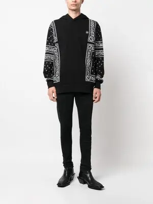 Philipp Plein Bandana-print Long-sleeve Hoodie - Black