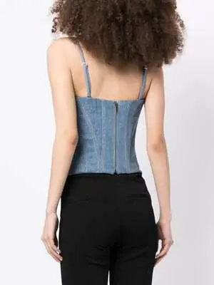 FLEUR DU MAL Denim Bustier Top - Blue