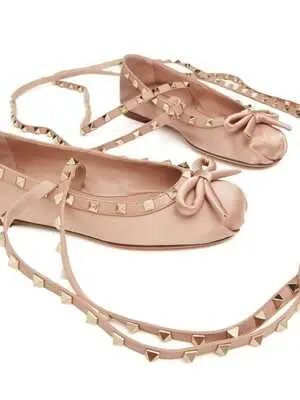 Valentino Garavani Rockstud Embellished Ballerinas - Pink
