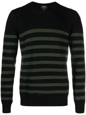 A.p.c. Striped Wool Jumper - Black
