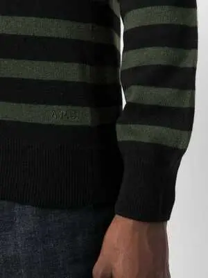 A.p.c. Striped Wool Jumper - Black