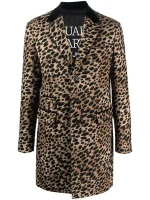 Dsquared2 Leopard-print Single-breasted Coat - Neutrals