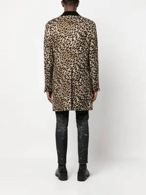 Dsquared2 Leopard-print Single-breasted Coat