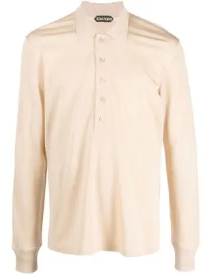 TOM FORD Piqué Long-sleeve Polo Shirt