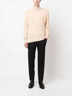 TOM FORD Piqué Long-sleeve Polo Shirt