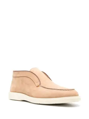 Santoni Leather Slip-on Boots - Neutrals