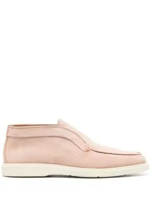 Santoni Almond-toe Suede Boots - Neutrals