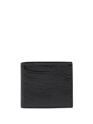 Prada Croc-effect Leather Wallet - Black