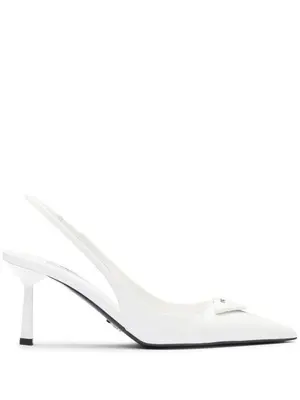 Prada 75mm Triangle-logo Pumps White