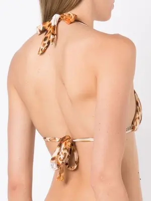 LENNY NIEMEYER Animal-print Halterneck Bikini Top