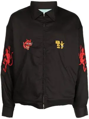 SAINT MXXXXXX Embroidered Shirt Jacket - Grey